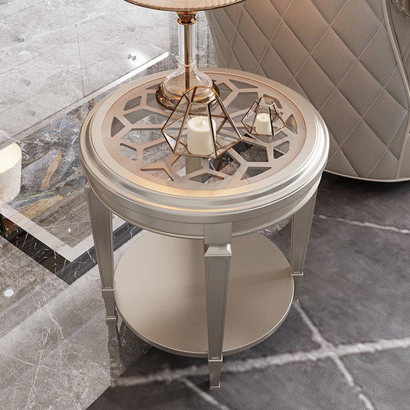 Italian Light Luxury Glass Corner Table Solid Wood Sofa Side Table ...