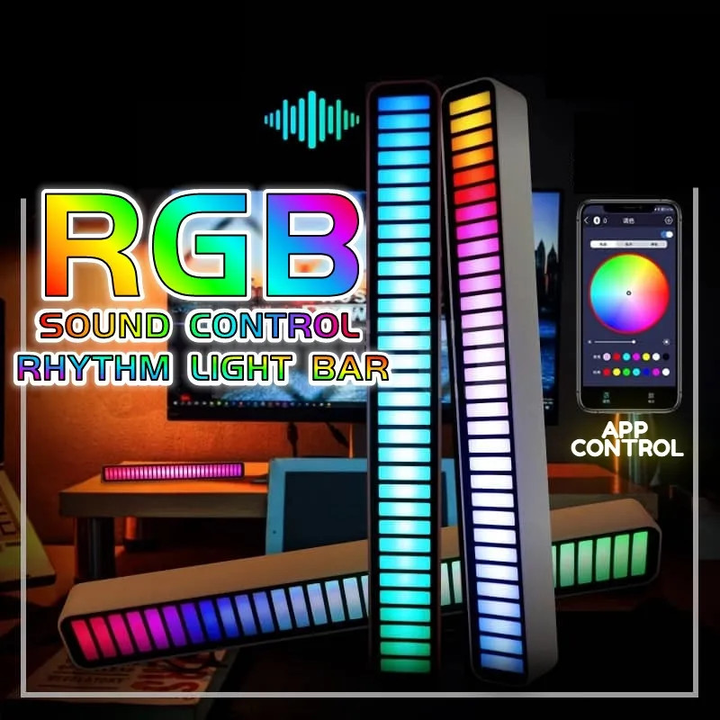 Led RGB Rhythm Music Lamp Voice-Activated Pickup Sound Control Colorful ...