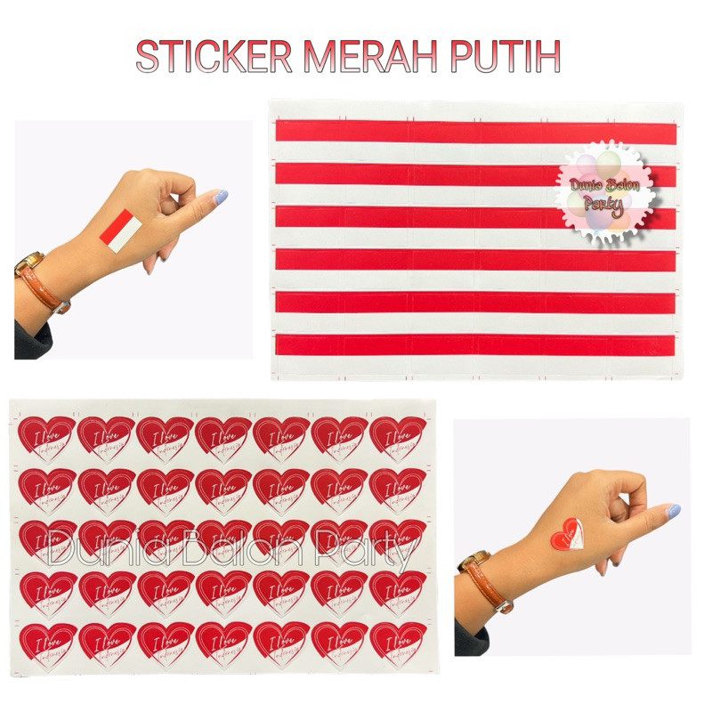 MERAH Red and White Cheek Stickers / Republic of Indonesia Anniversary ...