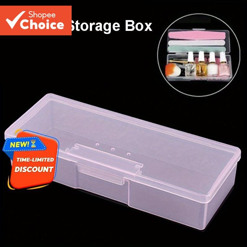 Nail Art Storage Box Nail Accessories Organizer Clear Cuboid Plastic ...