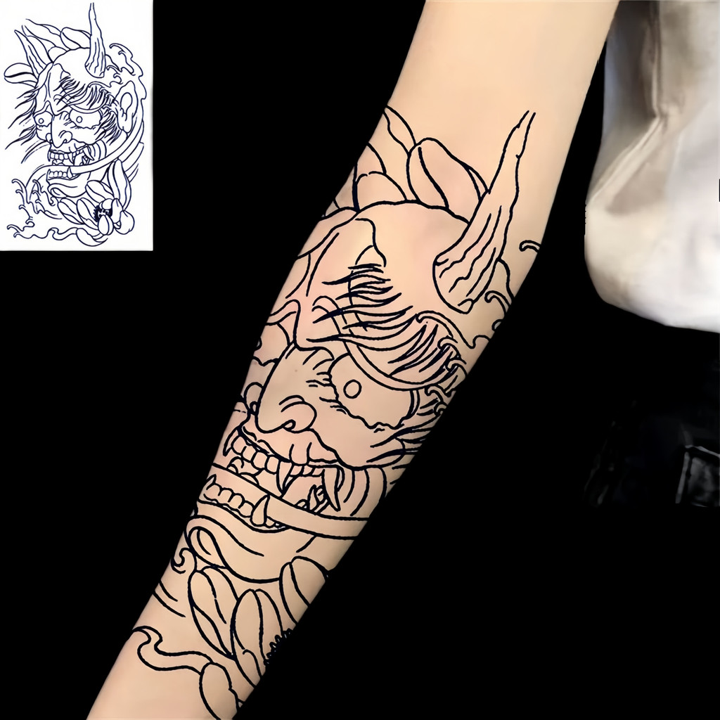 Three-Dimensional Couple Full Arm 3D Tattoo Stickers Dark Series Music ...