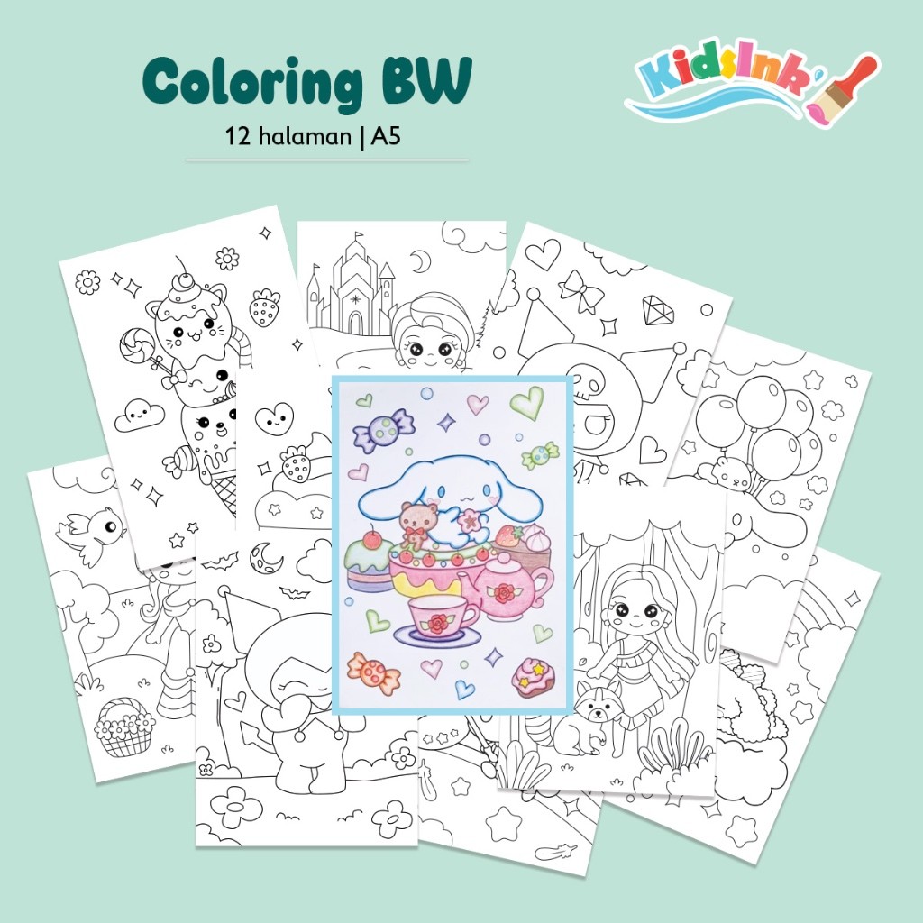 COLORING BW COLORING toy 12 sheets sanrio kuromi / COLORING kuromi ...