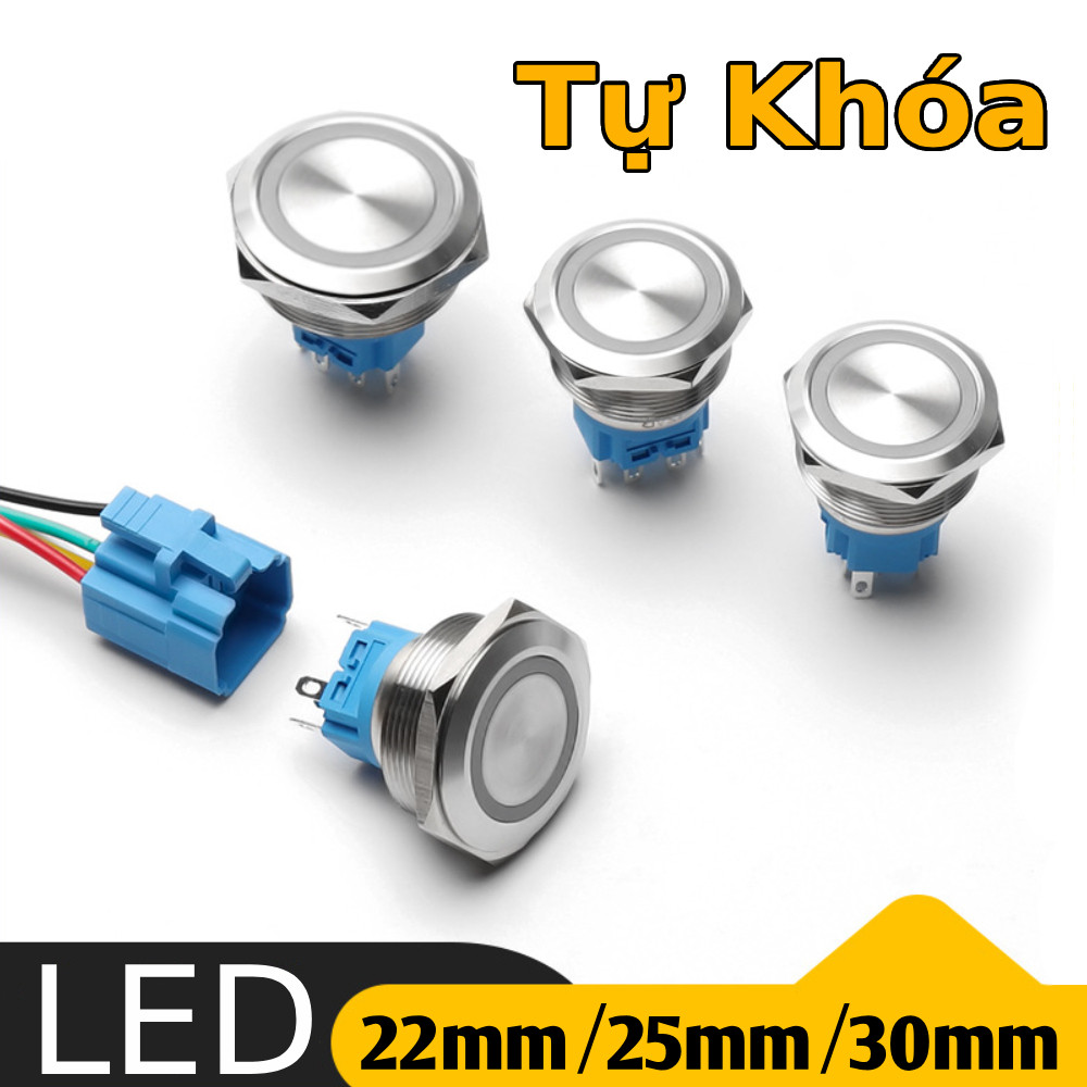 Waterproof Self-Locking Stainless Steel Push Button with Led Light 22mm ...