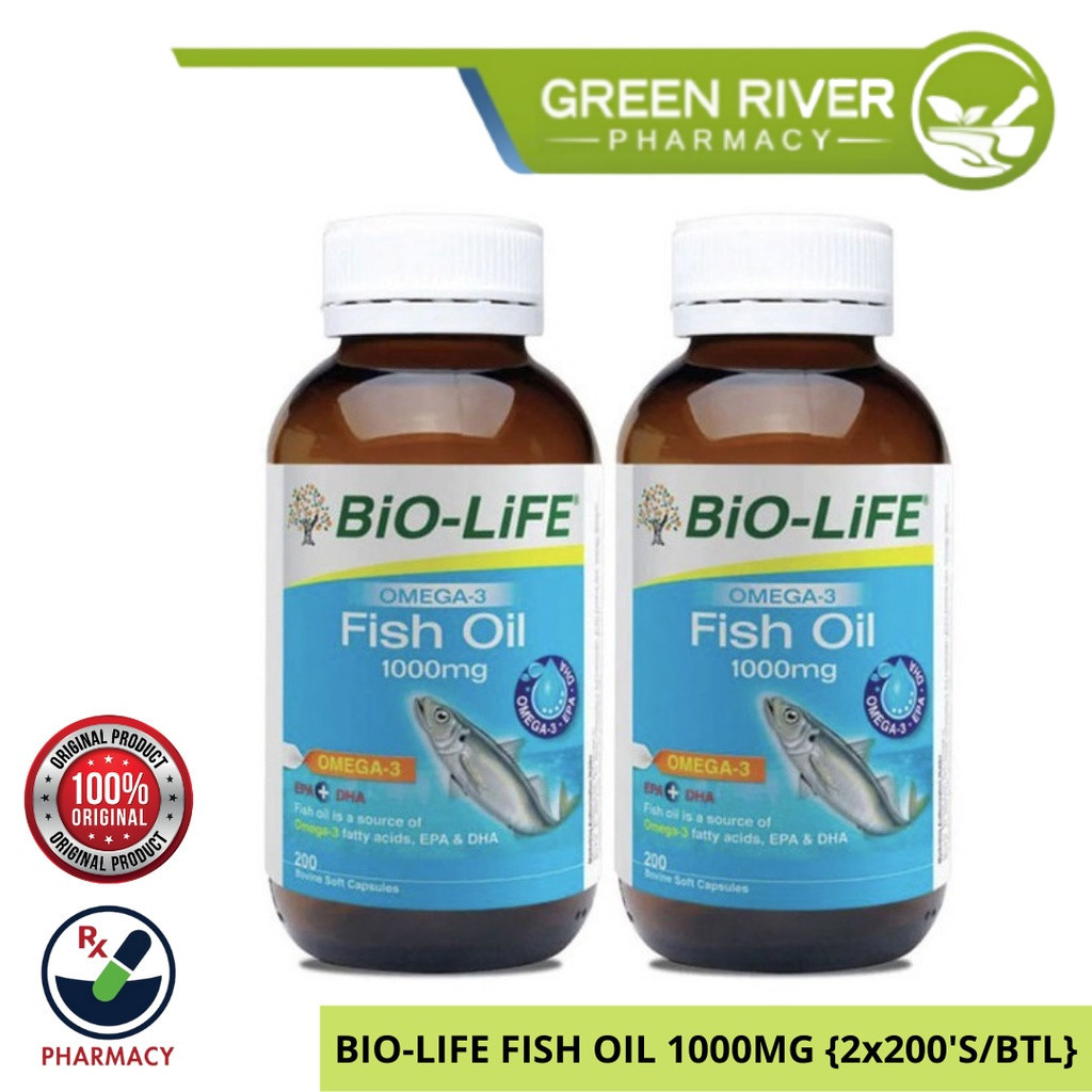 BIO-LIFE FISH OIL 1000MG CAPS {200'S/BTL}PACK-OF-TWO(1x2s) | Shopee ...