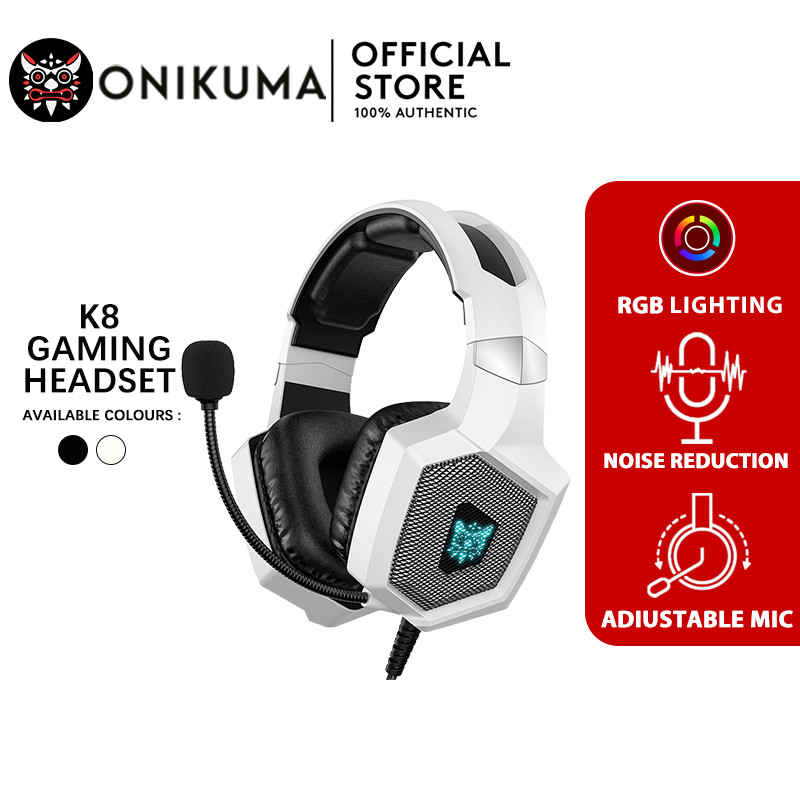 [NEW] Onikuma K8 White Gaming Headset RGB Light and MIC Wired ...