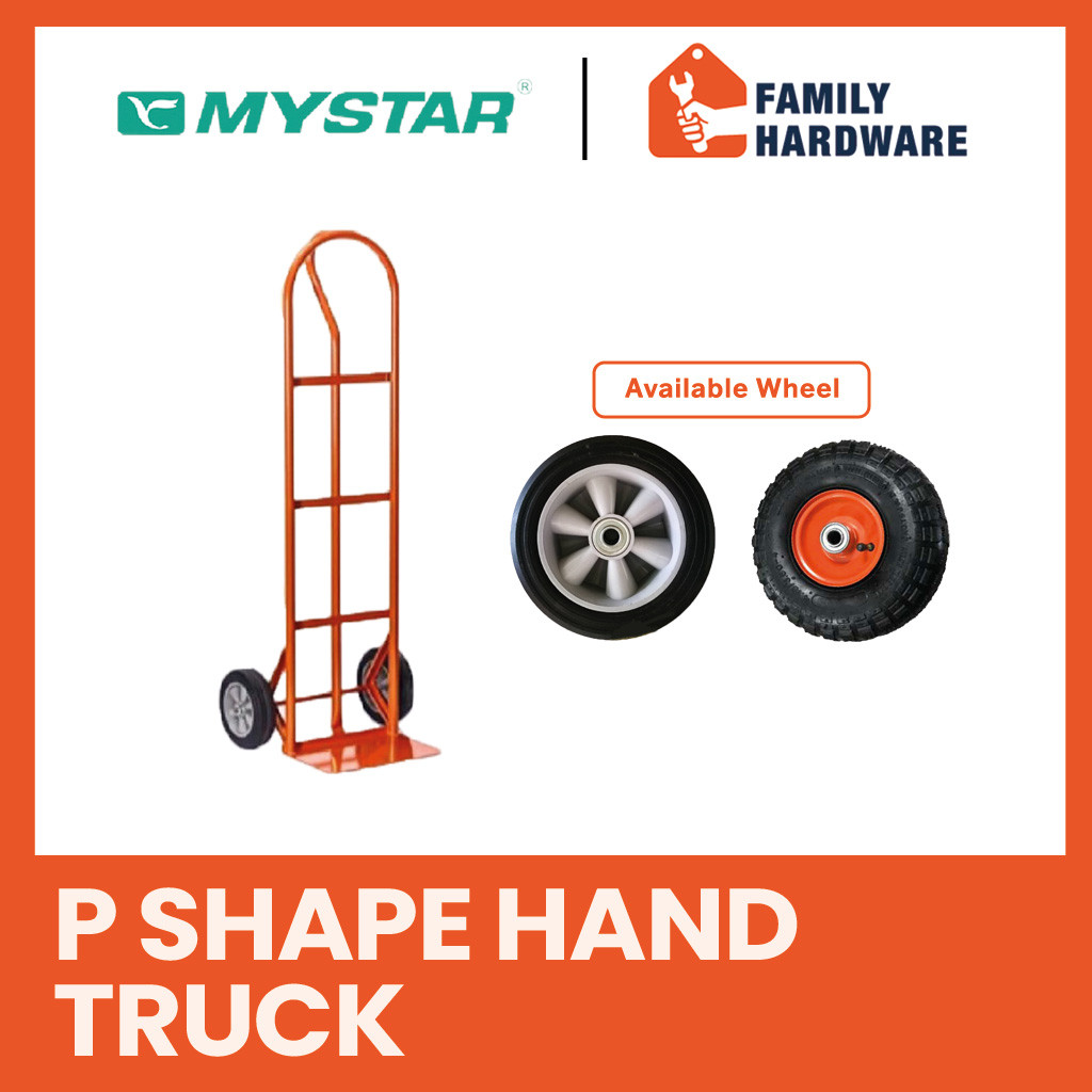 MYSTAR MADE IN MALAYSIA P SHAPE HAND TRUCK P600B 8” SOLID WHEEL P700BA ...
