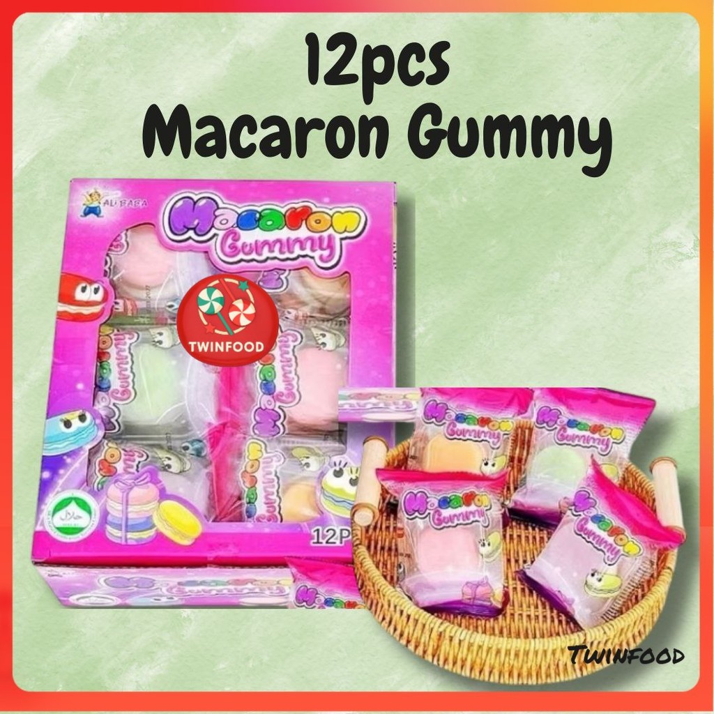 [ BOX ] ALI 12pcs Macaron Gummy Candy Gula-gula Macaron (HALAL ...