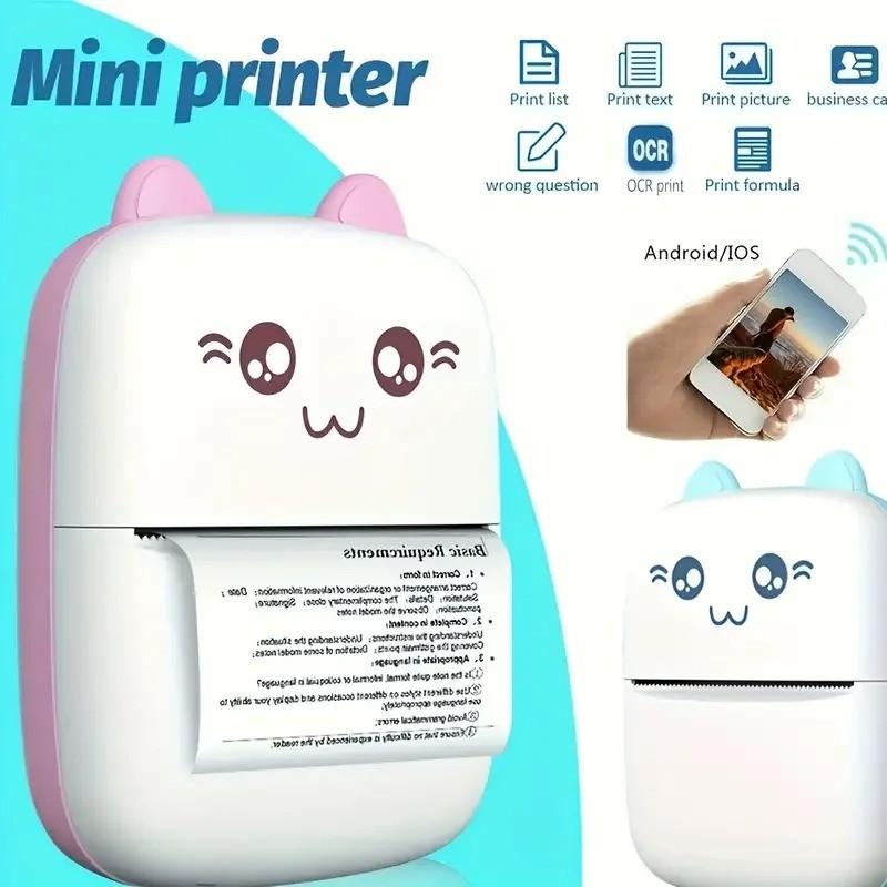 Mini Portable Thermal Printer Mobile Printer Photo Printer Home Phone ...