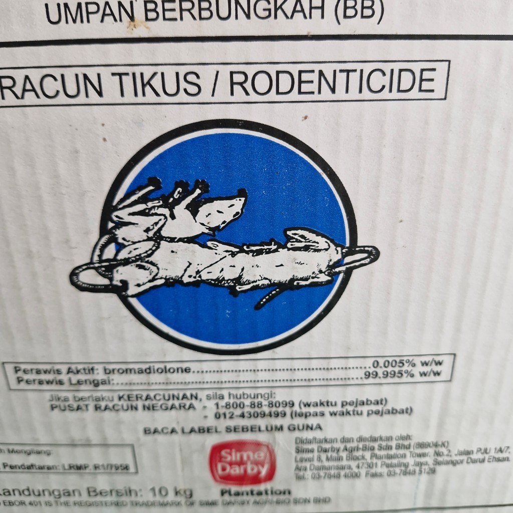 Racun Tikus EBOR 401 Original | Bromadiolone 0.005 | Rumah Kilang ...