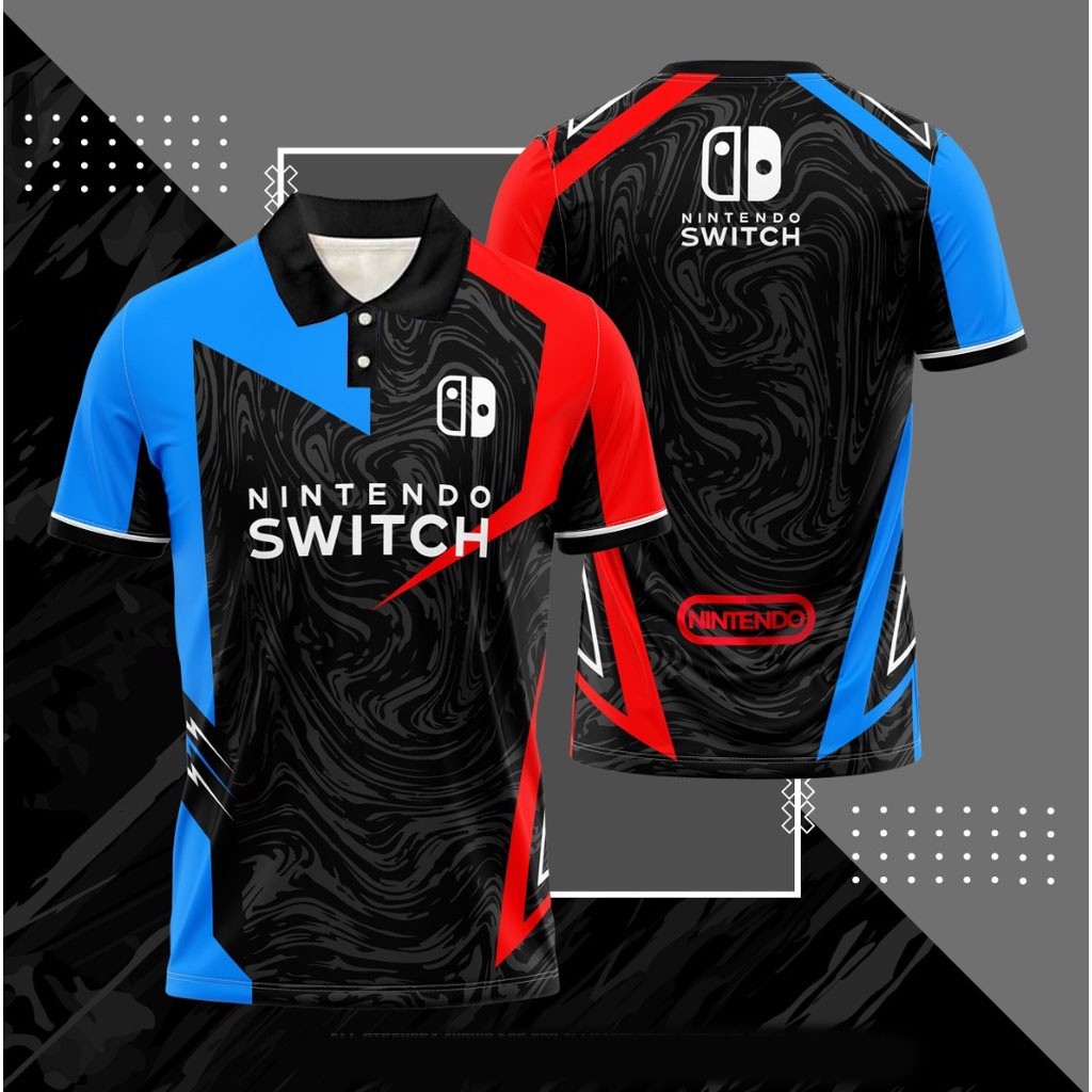 Qianyu Nintendo Switch Neon Red Blue Sublimation Tshirt | Baju Nintendo ...
