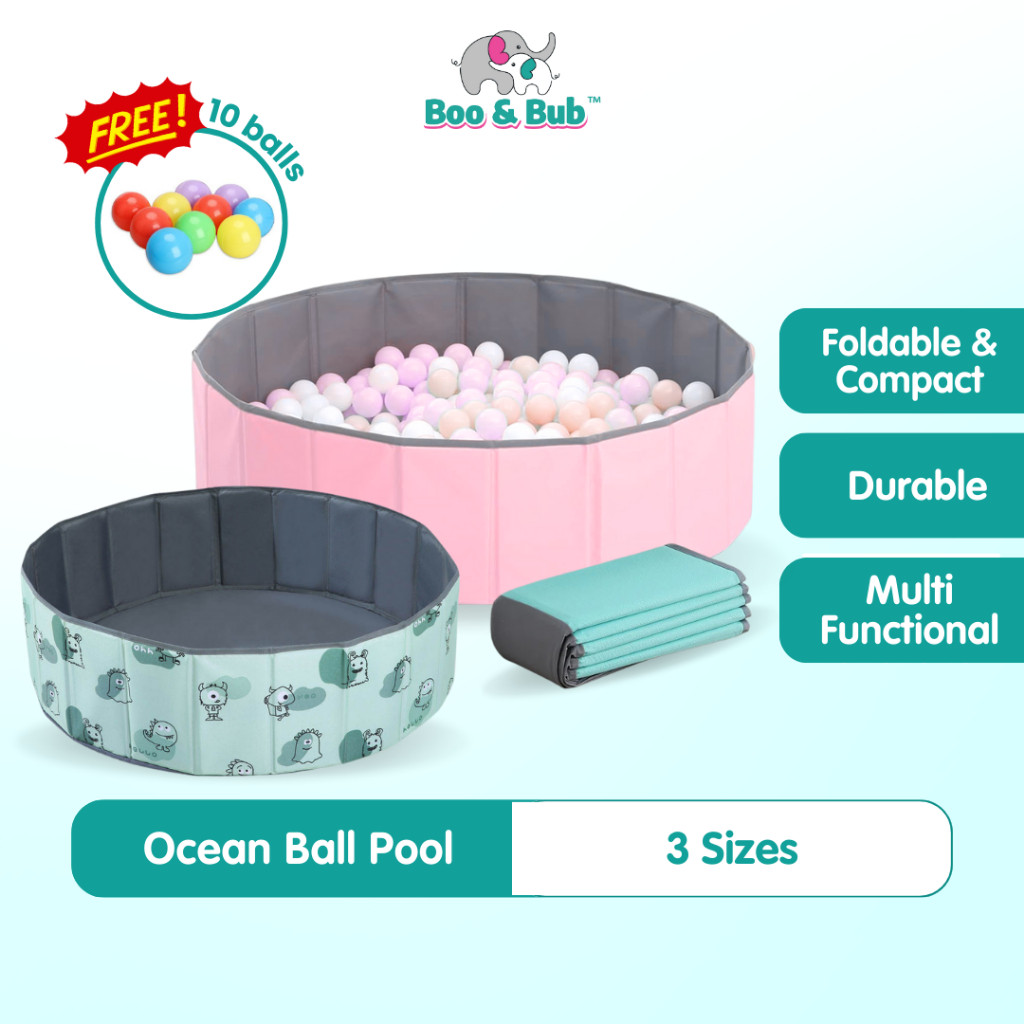 Boo&Bub Kids Ocean Ball Pit Pool | Foldable Indoor Ball Pool Playpen ...