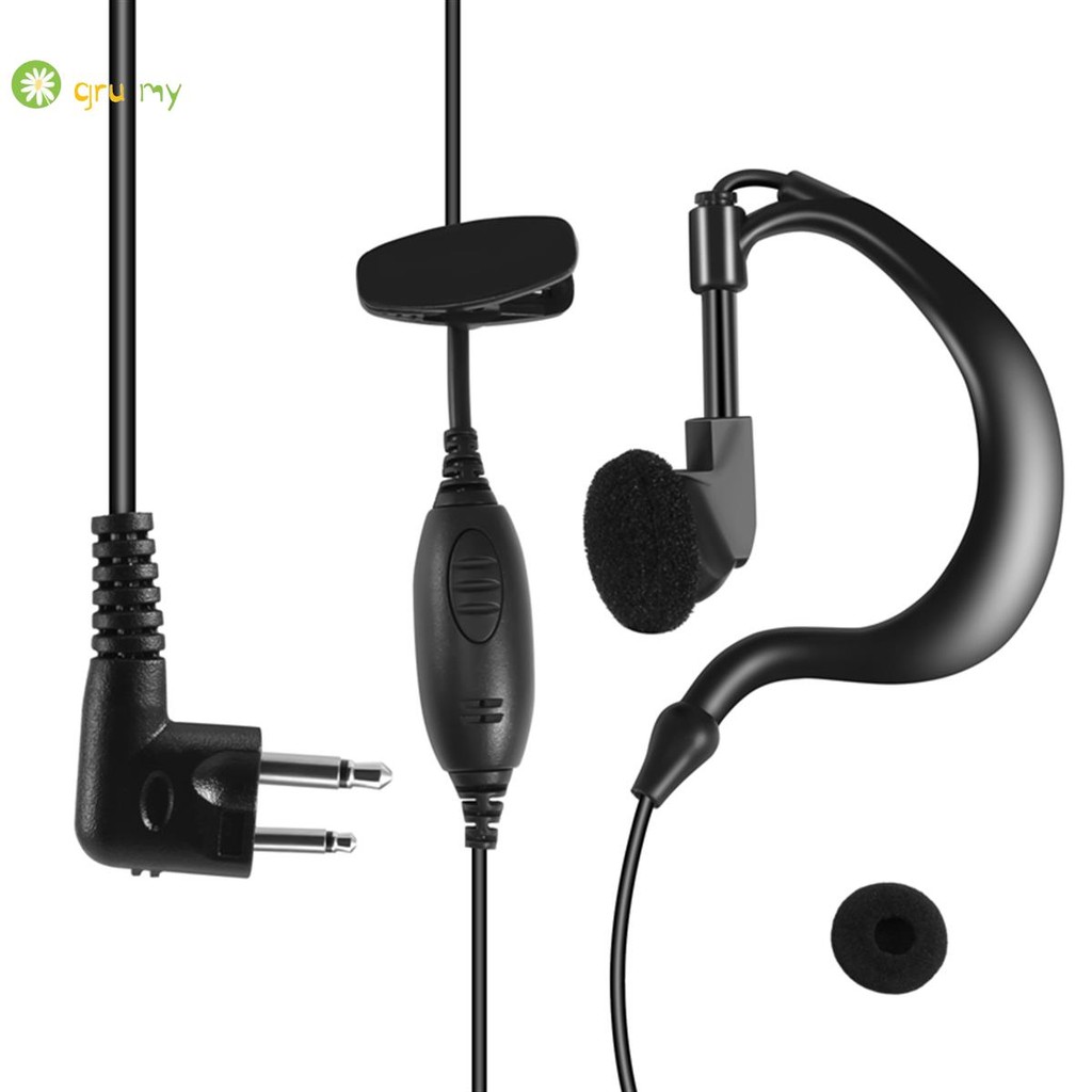 Two-Way Radio Earpiece Headset with PTT Miniphone 2-Pin Walkie Talkies ...