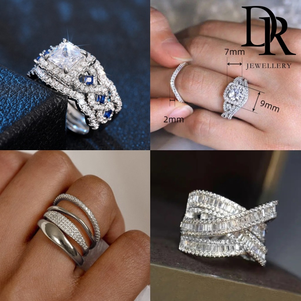 DR cincin silver 925 original Shiny Dianmond Simple cincin perak Woman ...