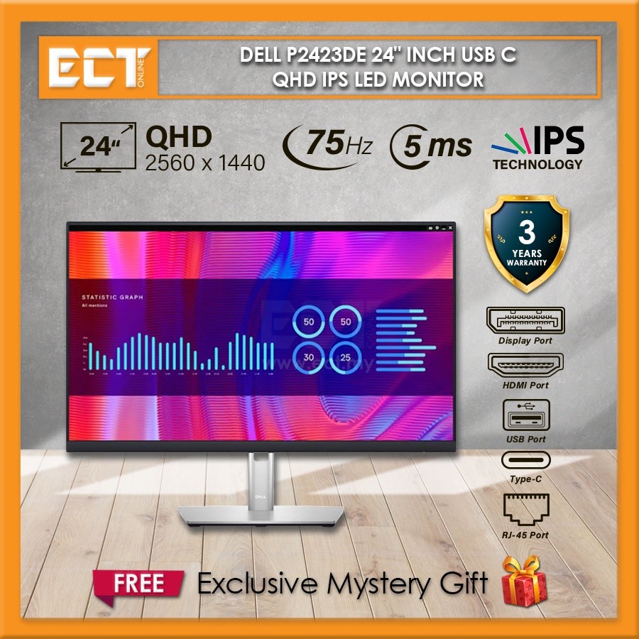 Dell P2423DE 24" Inch USB C QHD 2560x1440 IPS LED Monitor (USB C,DP ...