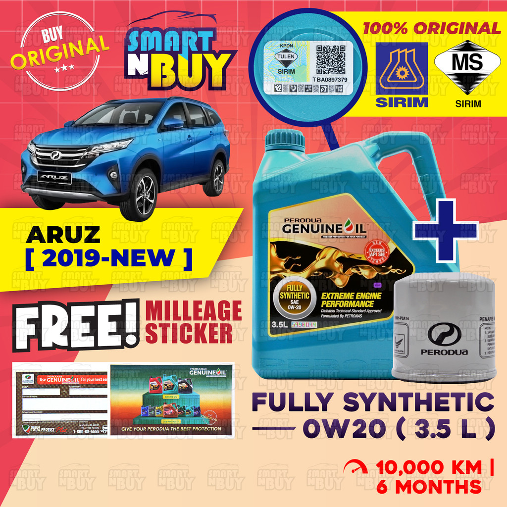 Perodua Engine Oil 0W20 Fully Synthetic Original Minyak Hitam Kereta ...