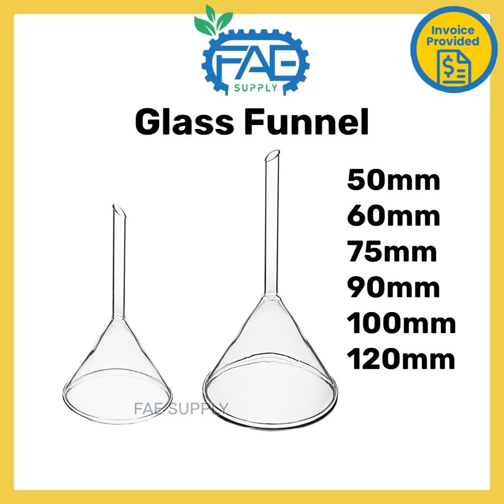 Glass Funnel Corong Kaca Filter funnel 40mm,50mm 60mm 75mm 90mm 100mm ...