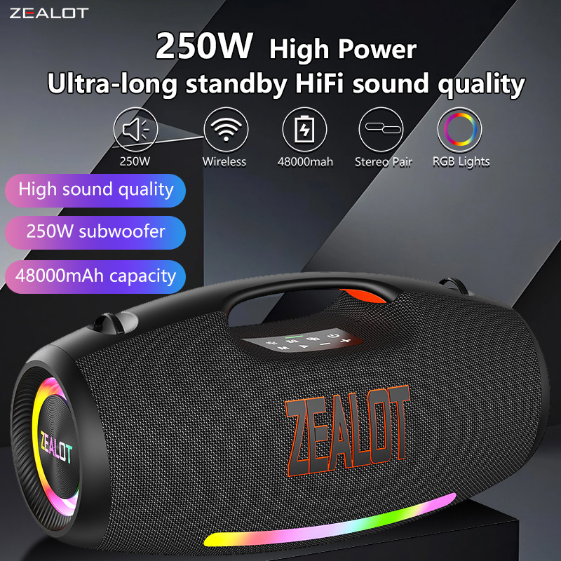 New ZEALOT S89 250W Super Subwoofer Portable Bluetooth Speaker ...