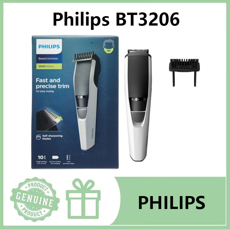 Philips BT3206 Cordless Beard Trimmer Series 3000 Beard Stubble Shaver ...