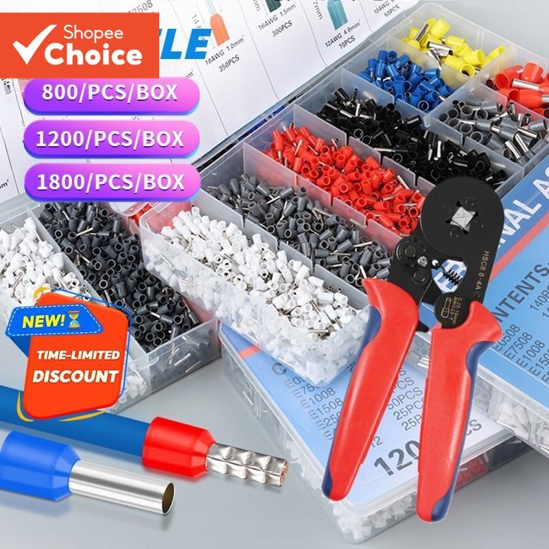 Copper Crimp Connectors - Insulated Wire Terminal Ferrules, 1200/1800 ...