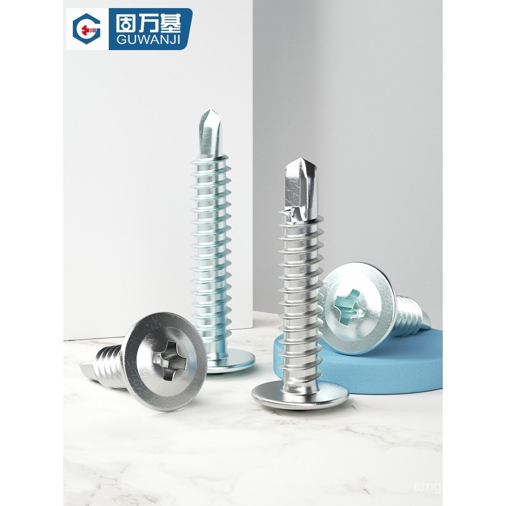 304 Stainless Steel Large Flat Head Drill Tail Self-Tapping Screw 410 Phillips Round Head with ...