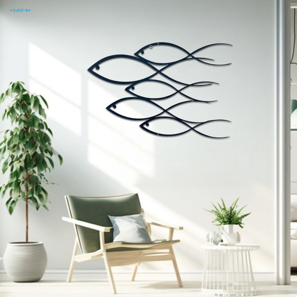 Artistic Wall Decor Fish Design Decorative Metal Fish School Design ...