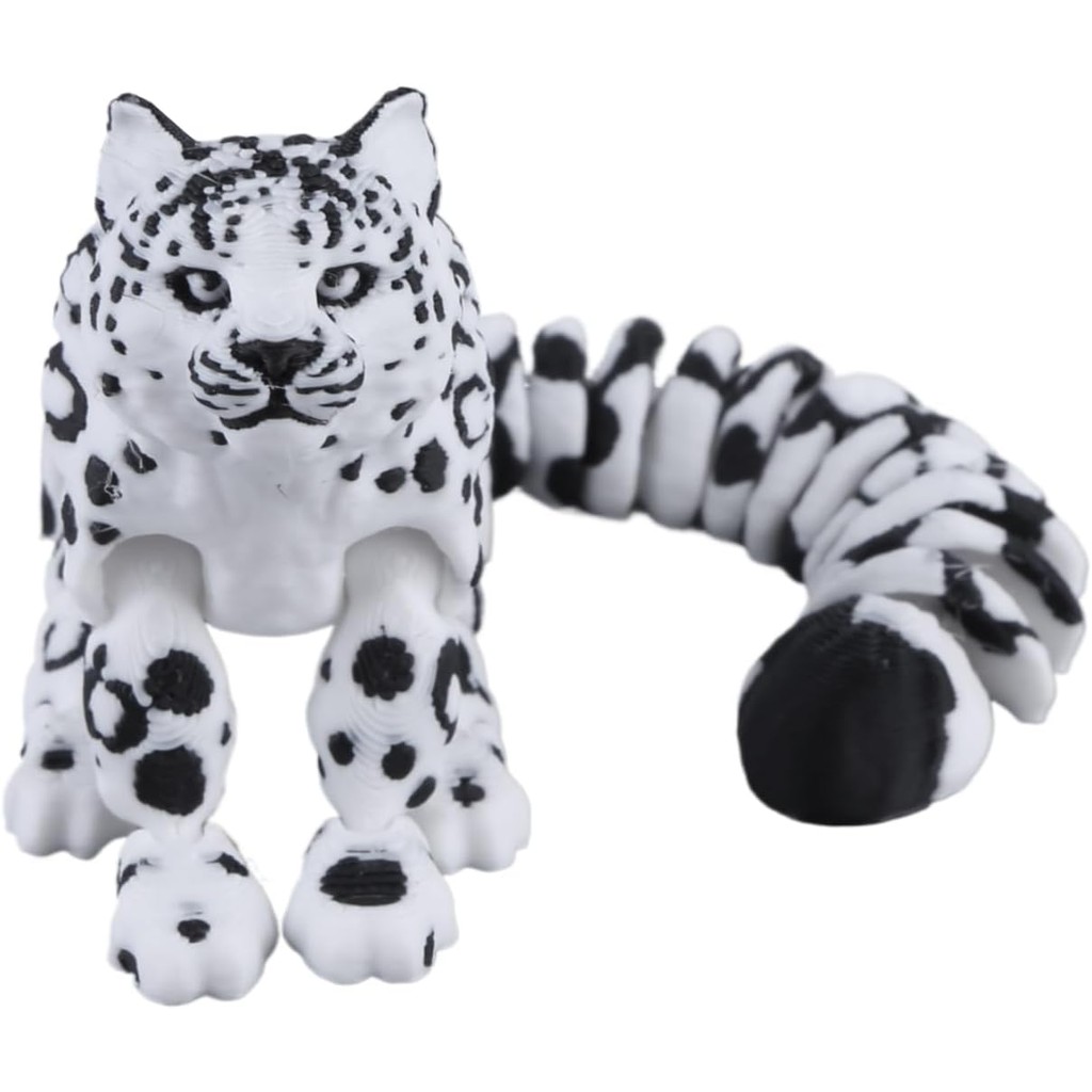 7 inch articulated snow leopard, 3d printed leopard, articulated ...