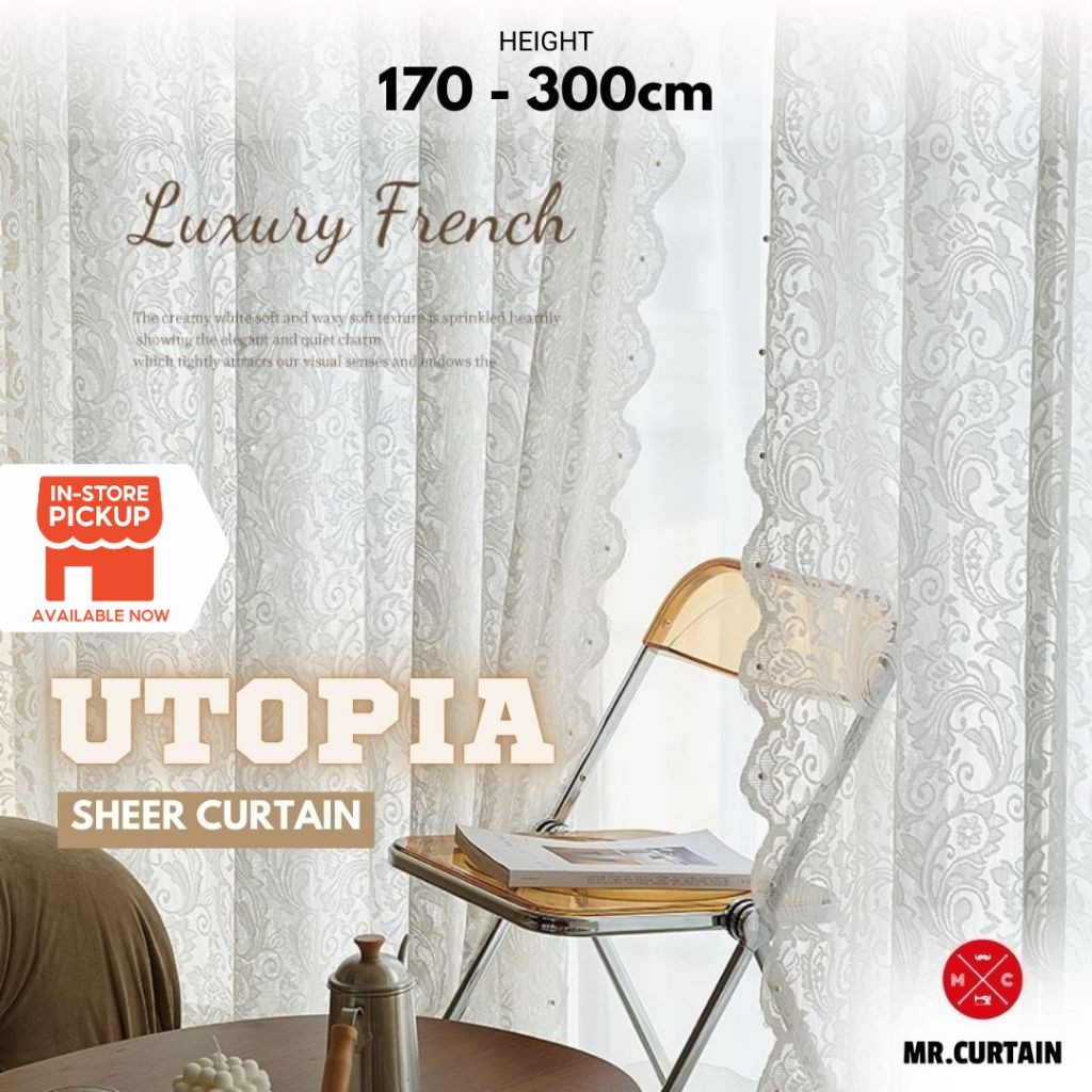 MR.CURTAIN Utopia Sheer Langsir Lace Bersulam Bunga Siap Jahit Cangkuk ...