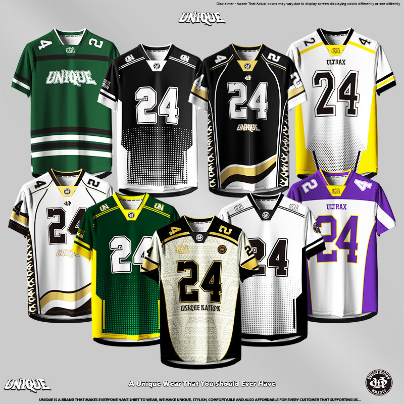 UNIQUE EDITION DESIGN PRINTED SHORT SLEEVE NFL COLLAR BAJU SHIRT JERSEY ...