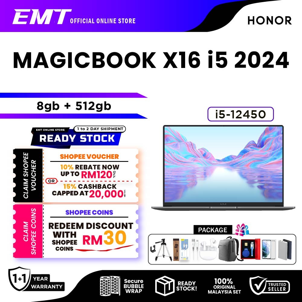 HONOR MagicBook X16 2024 [8GB RAM 512GB SSD] / Magicbook X15 i3 Laptop ...