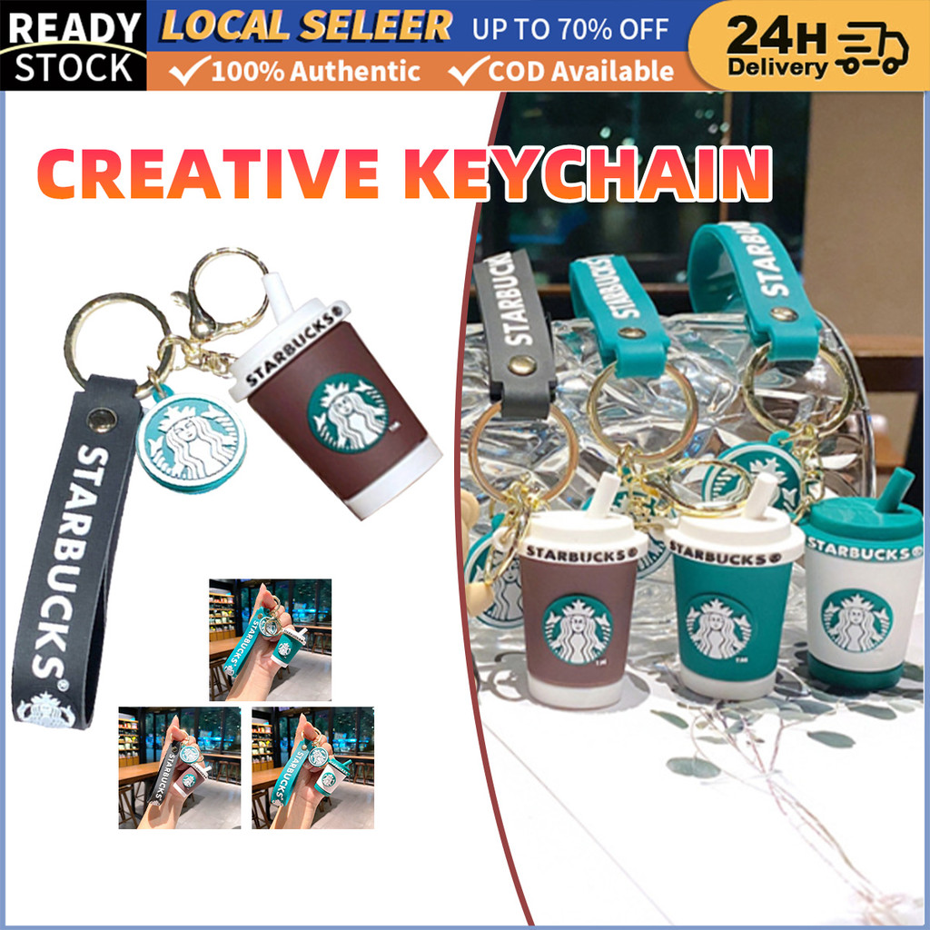 Cute Coffee Cup Keychain Starbucks Keychain Cartoon 3D Car Keychain ...