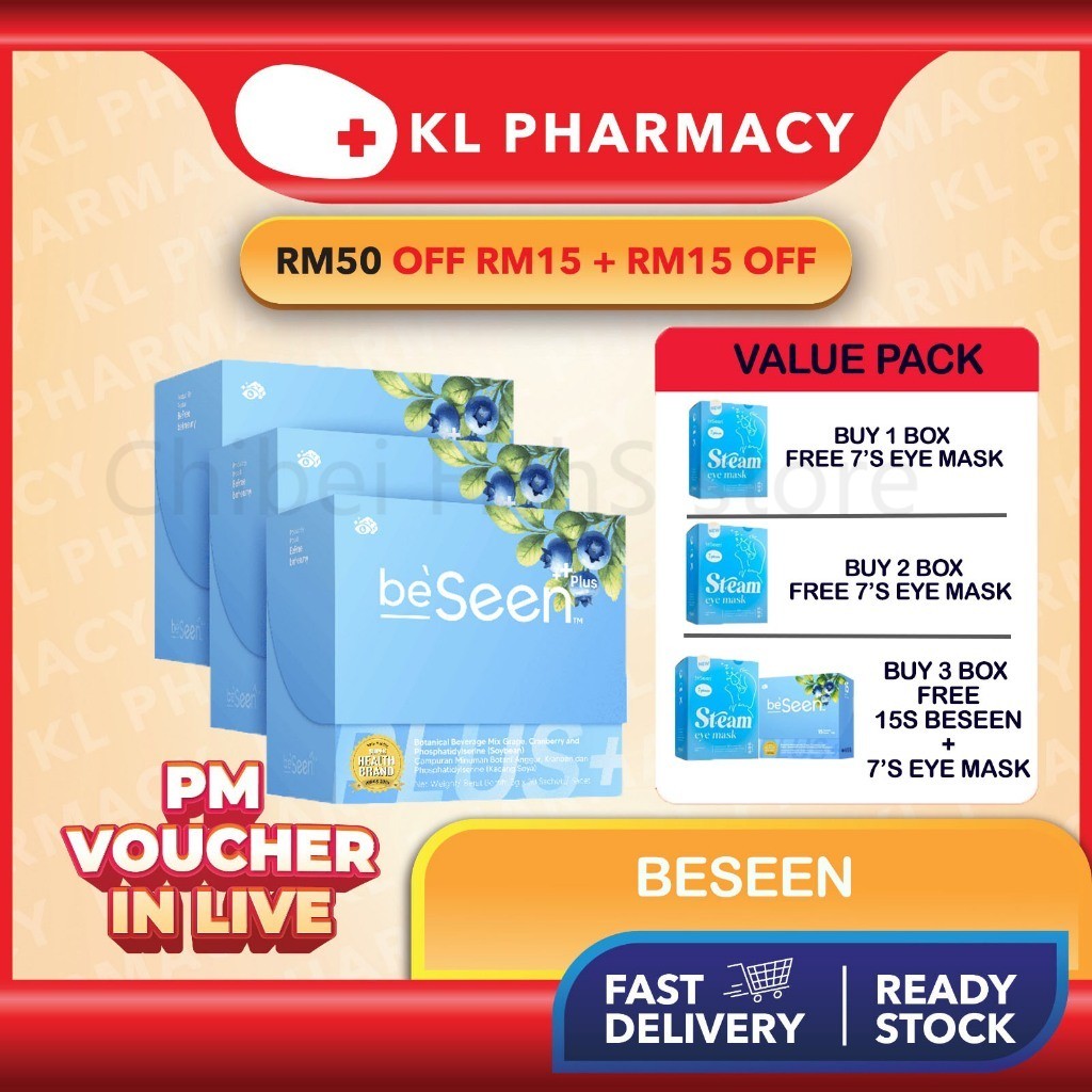 (BUY 3 BOX FOC 15S + Beseen EYE MASK) Beseen Plus Eyecare Brain Booster BeSeen 30s Kesihatan ...