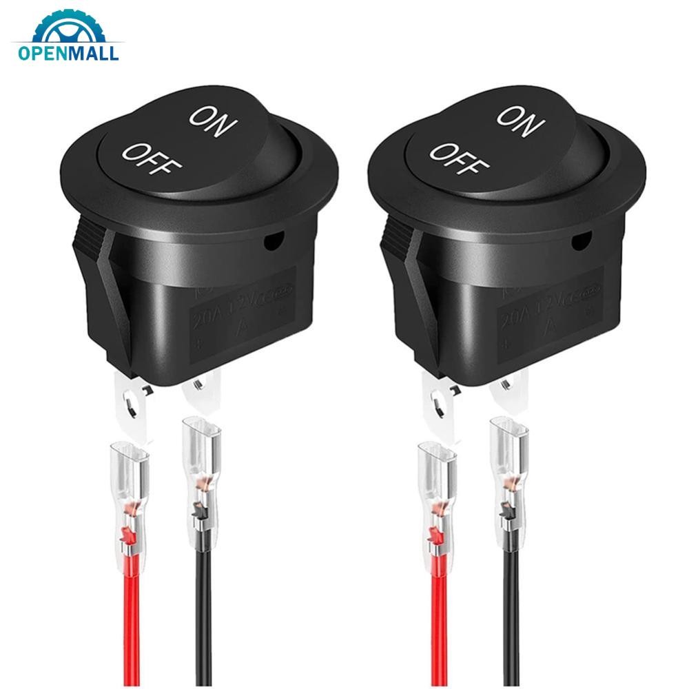 OPENMALL 2Pcs 20mm Car Round Rocker Switch ON Off 12 Volt Toggle Switch ...