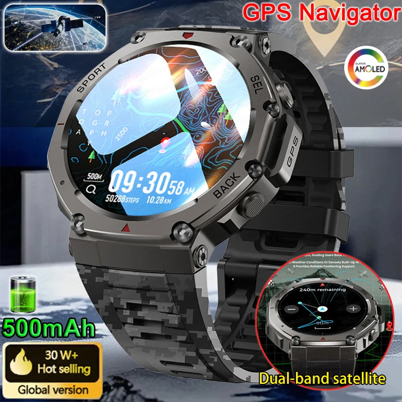 Built-in Dual-band GPS Smart Watch Men Smartwatch Compass Altimeter ...