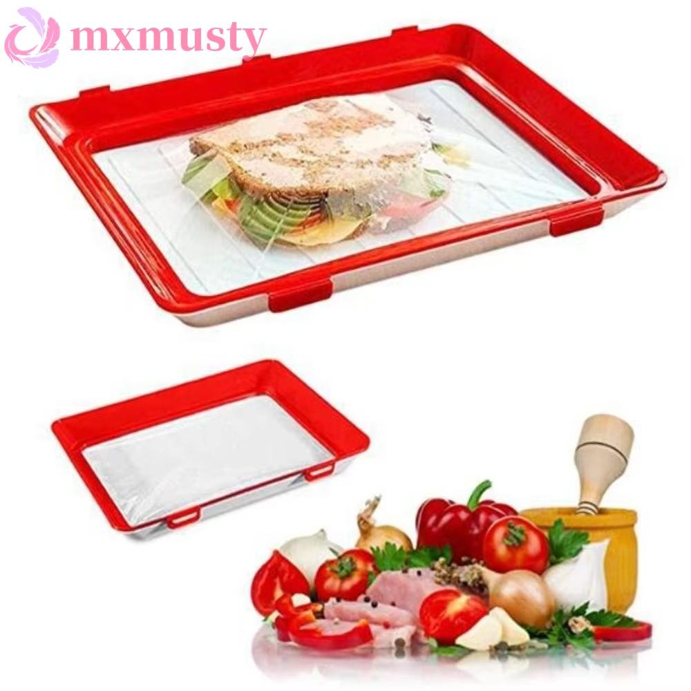 MXMUSTY Food Preservation Tray, Stackable Flat Food Storage Trays ...
