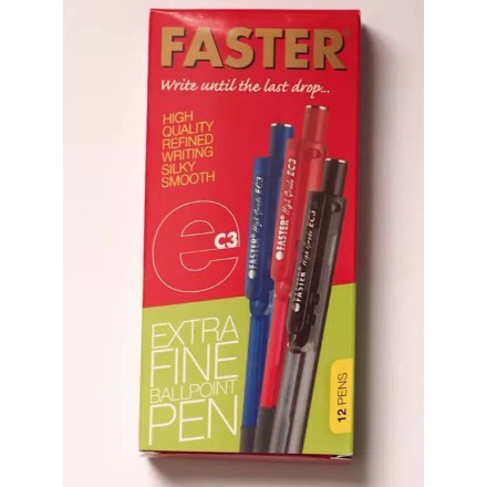 EC3 FASTER CETEK BOLPEN 0.7 MM BLACK PULPEN BALLPOINT EXTRA FINE ANTI ...