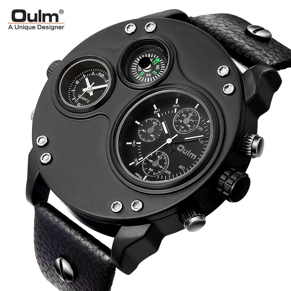 Quartz Watch Compass Dual Time Zone Large Dial Men's Watch | Shopee ...