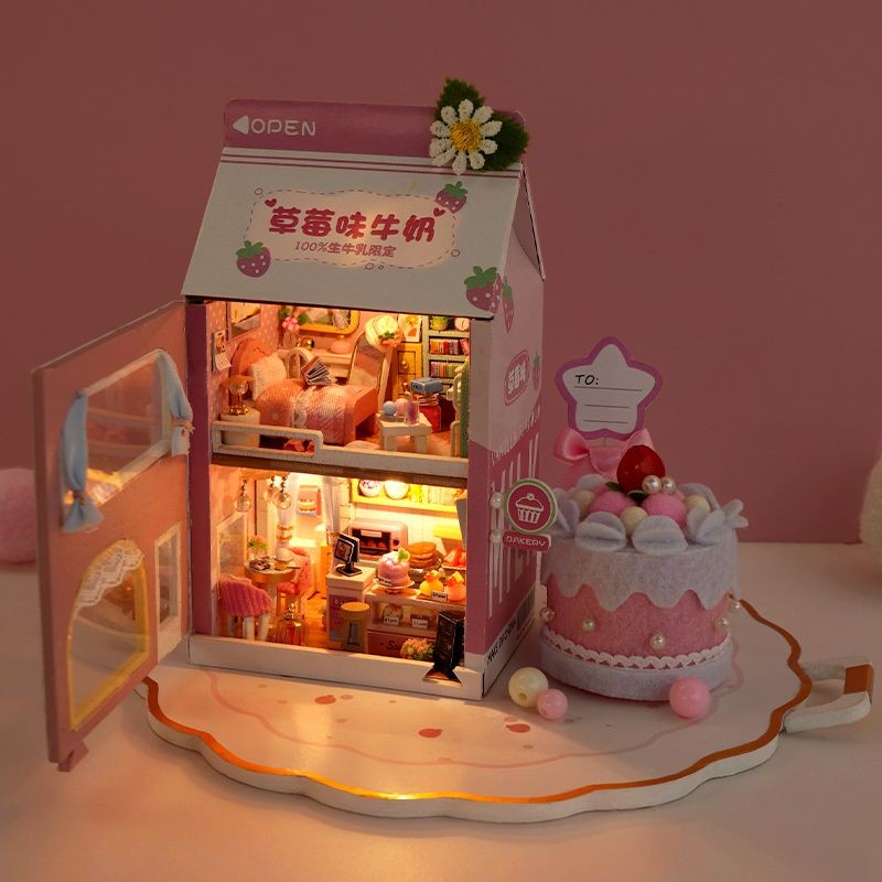 Diy Handmade House Assembled Living in Milk Carton Mini Miniature Small ...