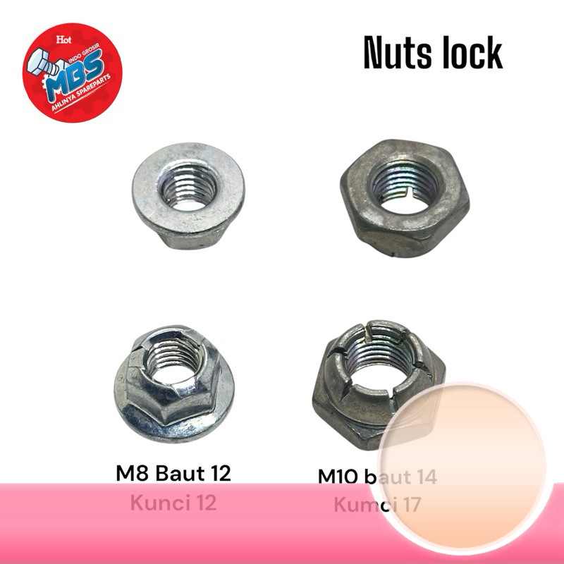 ORIGINAL NUTS LOCK M8 m10 MUR kunci DRAT M8 key 12 m10 bolt 14 key 17 ...