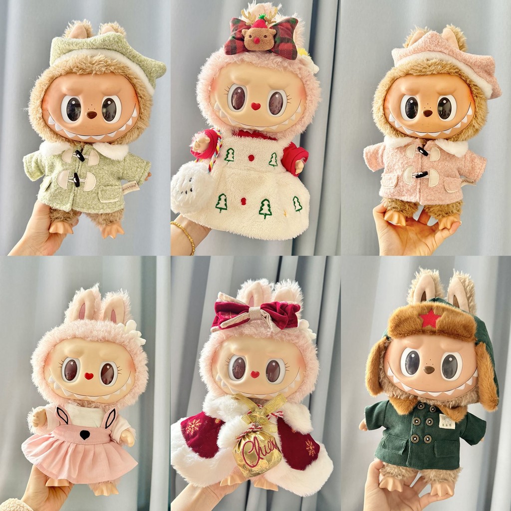{Labubu} 38cm Labubu Doll Clothes Christmas Suit Army Coat Hat Labubu ...