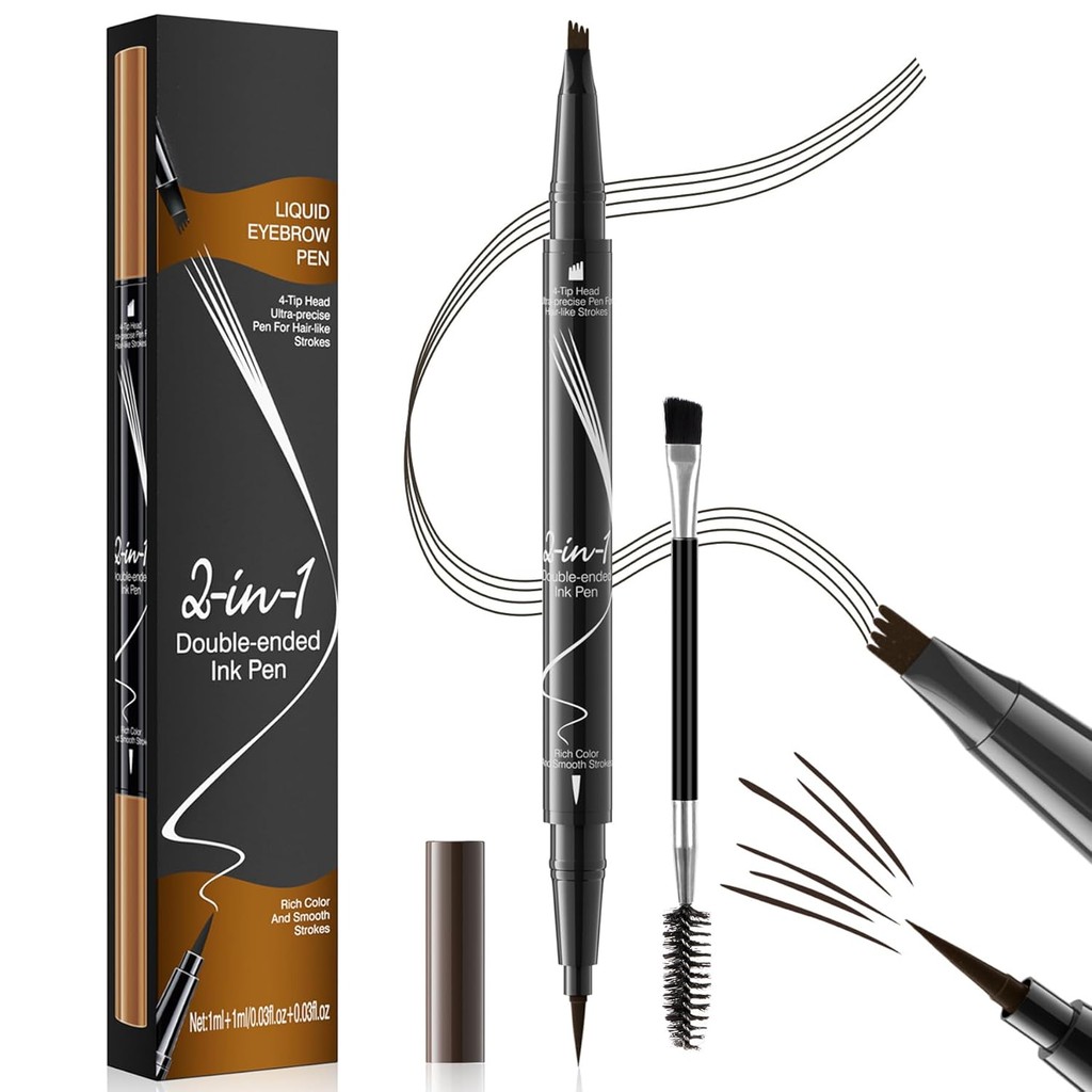 Microblading Eyebrow Pen - Waterproof 2-in-1 Dual-Ended Eye Brow Pen ...