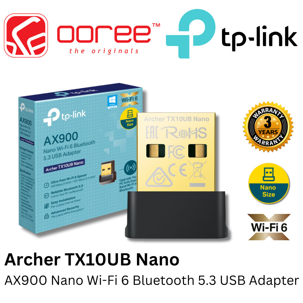 TP-LINK ARCHER TX10UB NANO AX900 NANO WI-FI 6 BLUETOOTH 5.3 USB ADAPTER ...