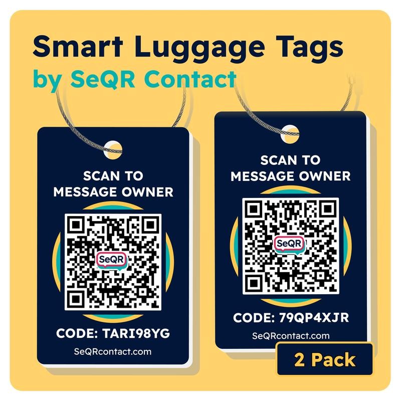 Smart Luggage Tags (Navy 2-Pack) | Keeps Personal info Private With ...