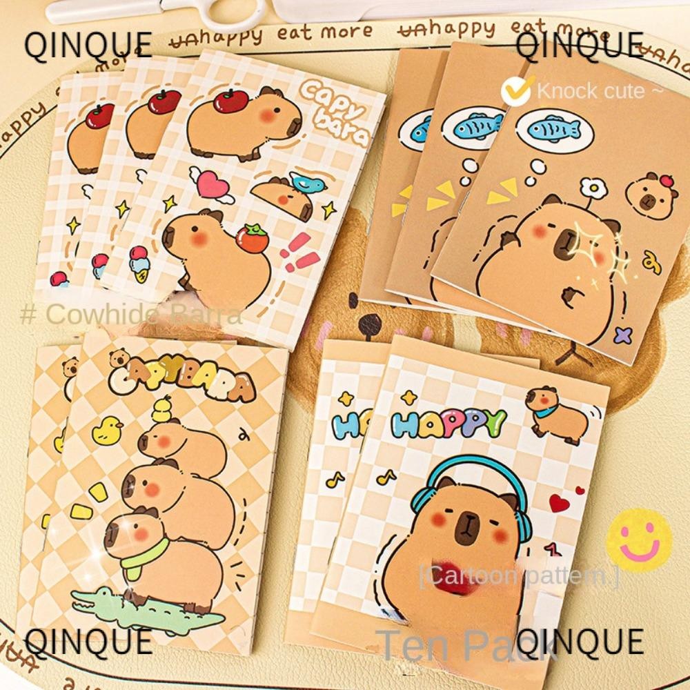 QQIN 10pcs Capybara Notebook Set, Cartoon Pocket A7 Notebook, Cute ...