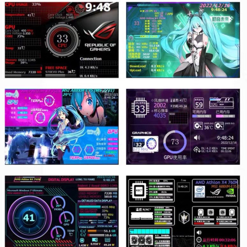 12cm Type-C Display Sub-Screen Chassis USB Directly Connected to ...