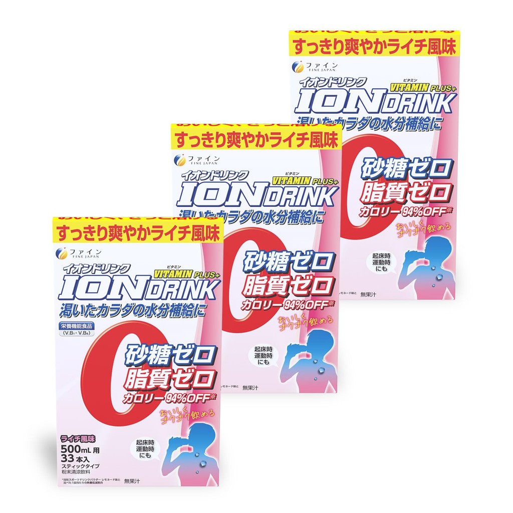 FINE JAPAN Sports Drinks Ion Drinks Vitamin Plus Lychee Flavor 33 Packs ...