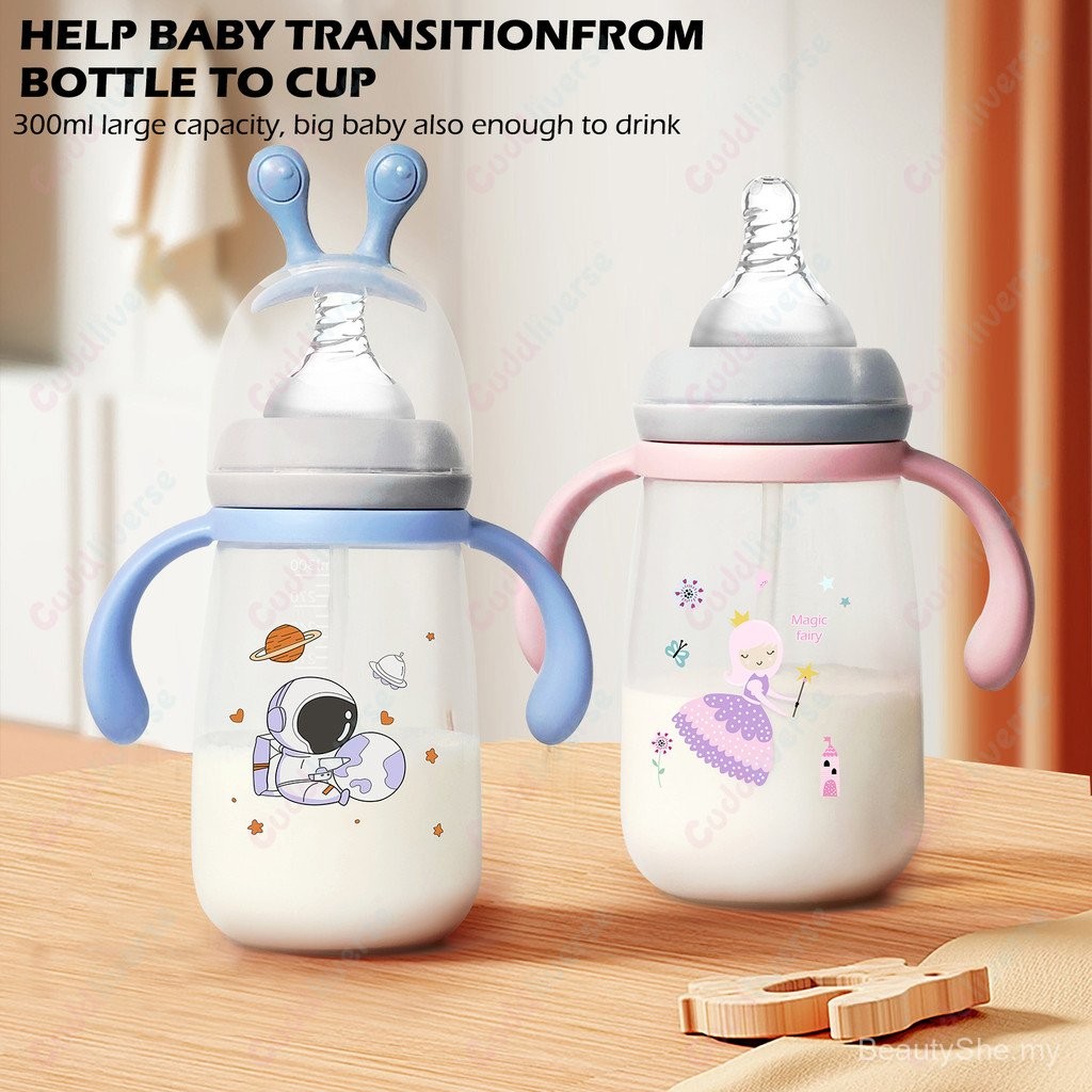 Baby Cartoon Baby Bottle Snail Straw Cup Liquid Silicone Tape Handle ...