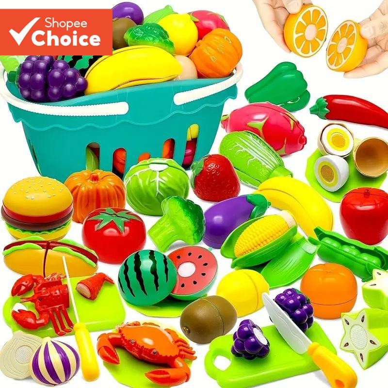 24 Fun Cut Food, Fruit & Vegetable Toys, Pretend Food Playset, Kids ...