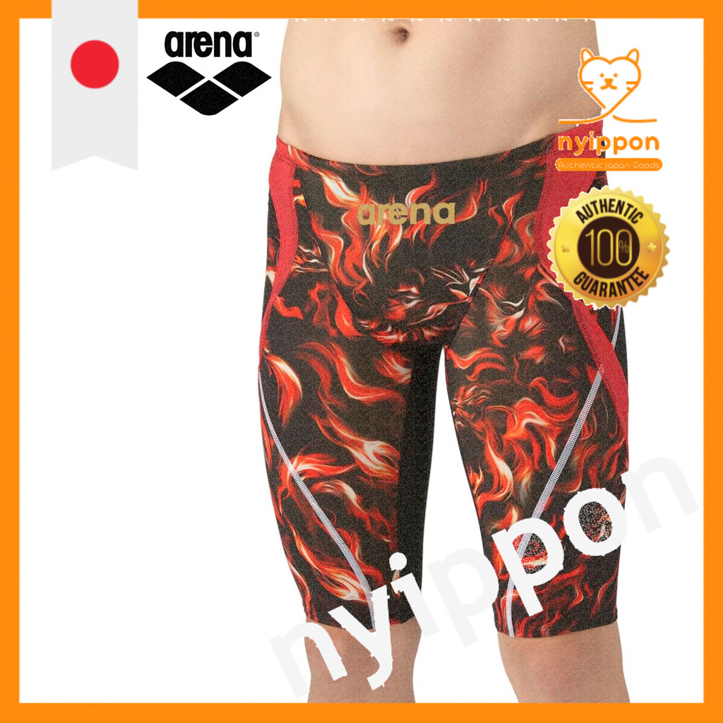 Arena Men's Racing Swim Shorts (Half Leg) - Black and Red (BKRD ...