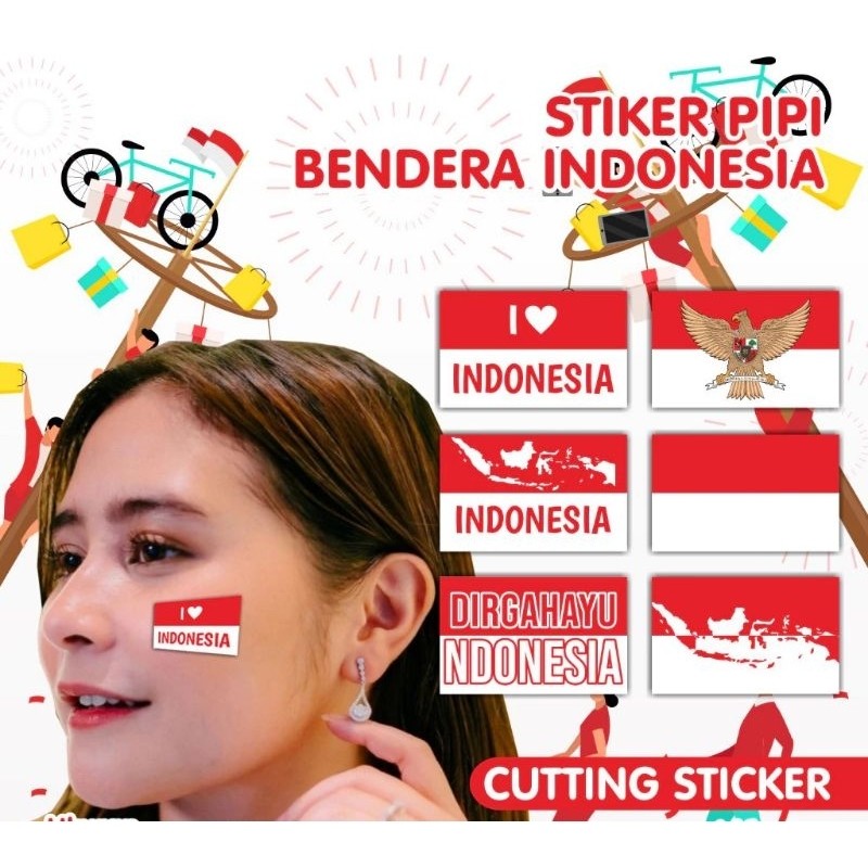 MERAH Indonesian Red and White Flag Cheek Stickers Cheek Stickers ...