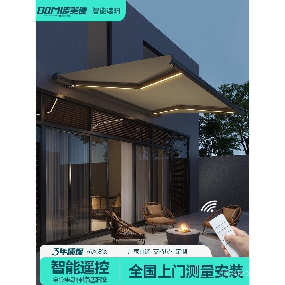 Balcony Retractable Roof Canopy Awning Full Box Rainproof Sunshine ...